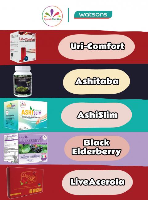 Products available @ WATSONS | Dynamic Nutrition